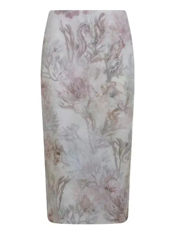 Max Mara Floral-print Skirt - White