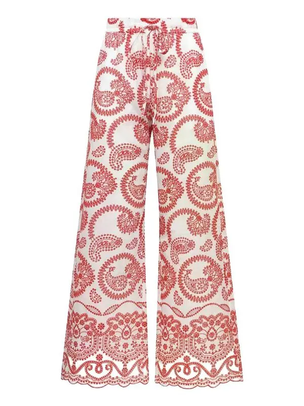 Malìparmi Embroidered Paisley Trousers - White