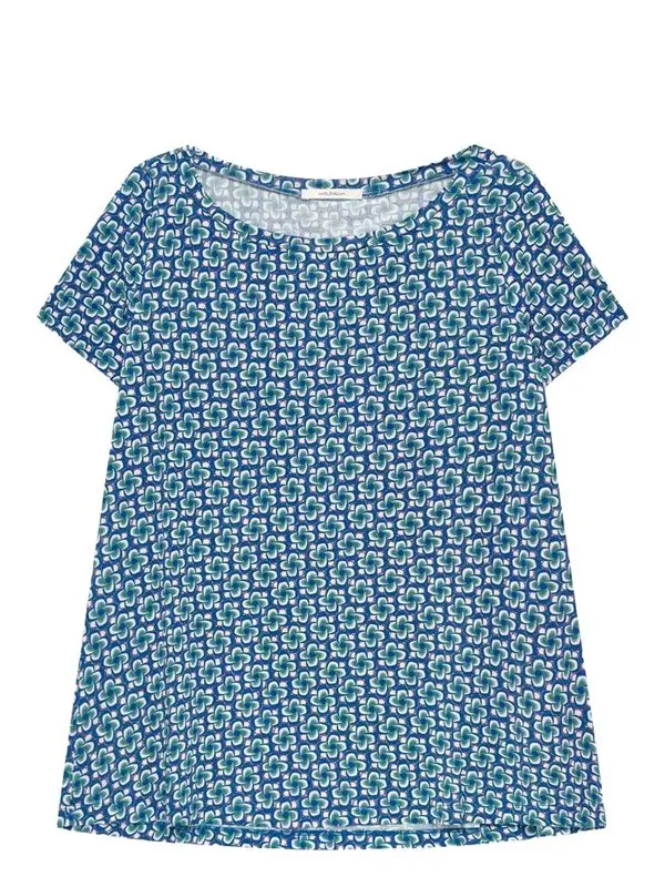 Malìparmi Geometric Print Boat Neck T-shirt - Blue