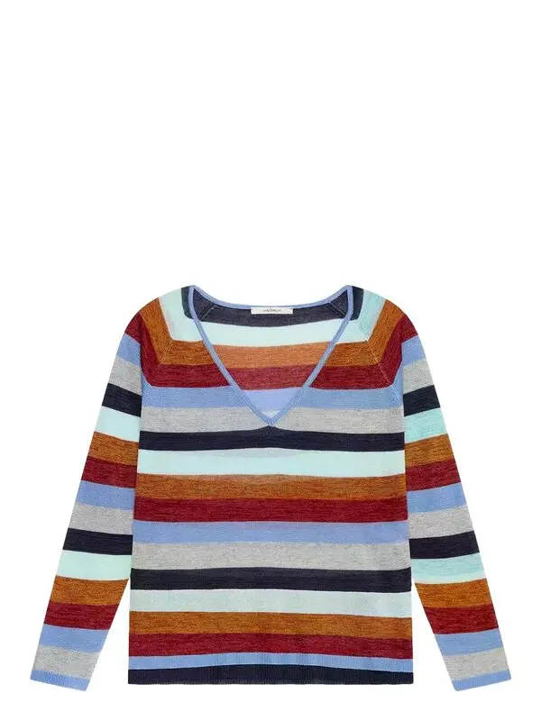 Malìparmi Striped V-neck Sweater - Blue