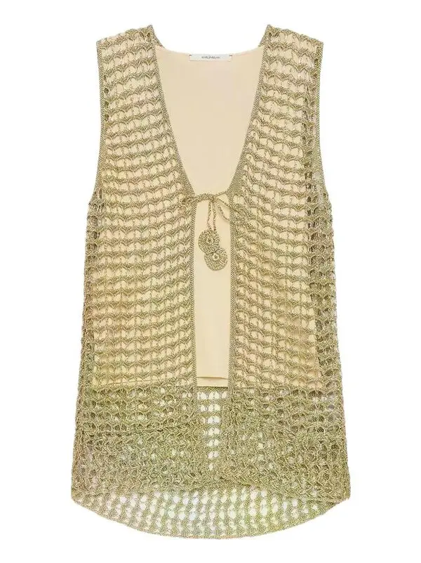 Malìparmi Crochet Knit Vest With Knot Detail - Gold