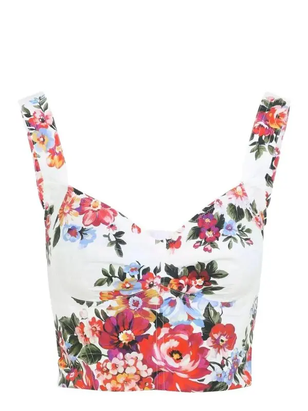 Dolce & Gabbana Floral Cotton Top - White