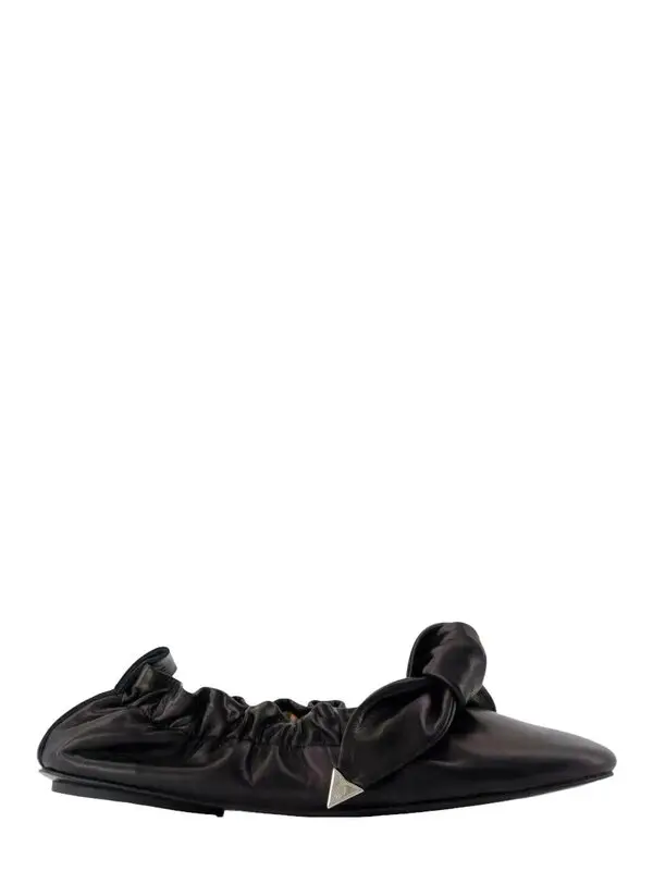 Toga Ruched-detail Ballet Flats - Black
