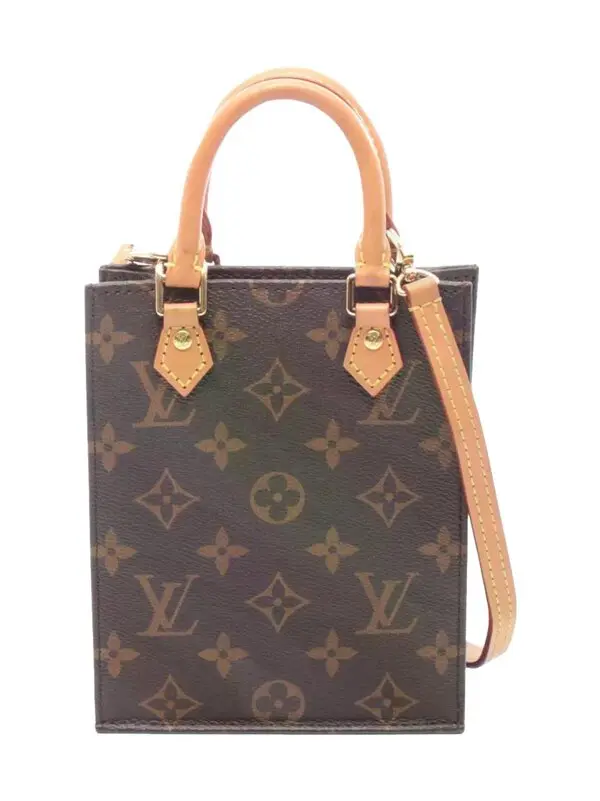 LOUIS VUITTON Monogram Petit Sac Plat Satchel 2010-2026 - Brown