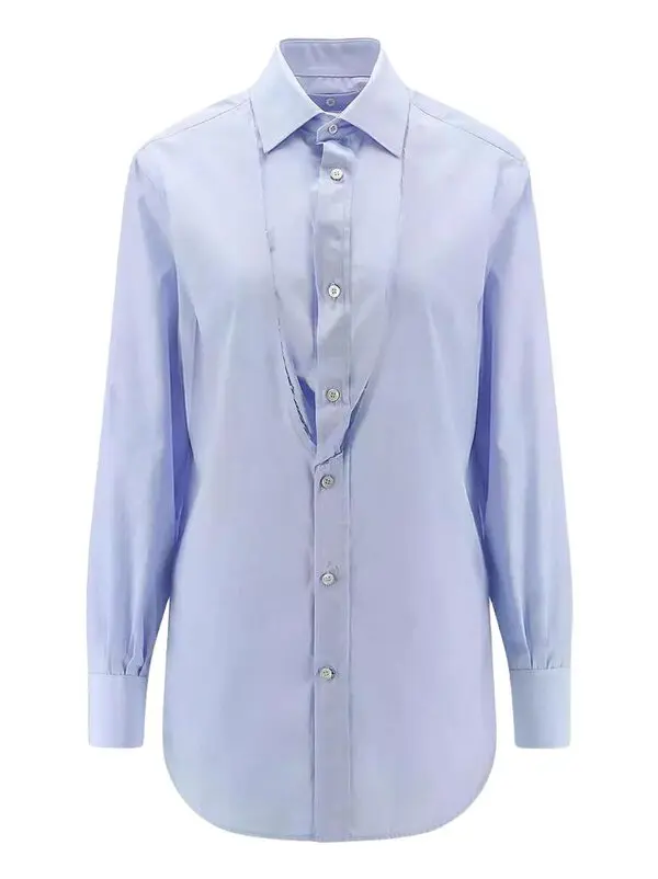 MAISON MARGIELA Buttoned Frayed Shirt - Blue