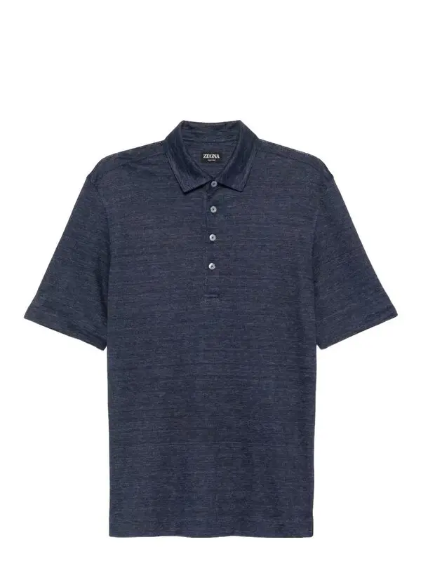 Zegna Button-up Polo Shirt - Blue