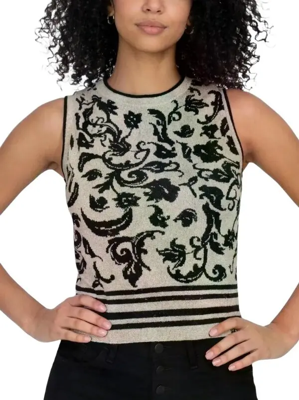 Liu Jo Crew-neck Jacquard Knit Vest - Neutrals