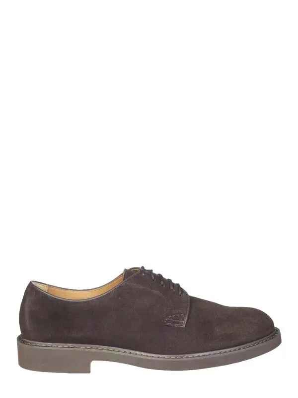 DOUCAL'S Lace-up Suede Derby Shoes - Brown