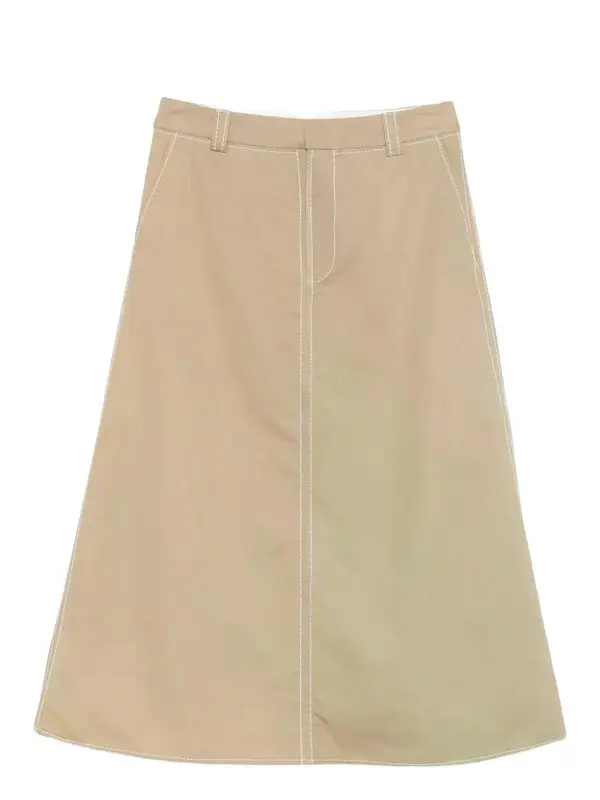 Ami A-line Stitch Midi Skirt - Neutrals