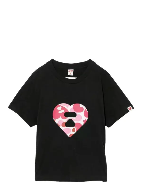 AAPE BY *A BATHING APE Heart-printed T-shirt - Black