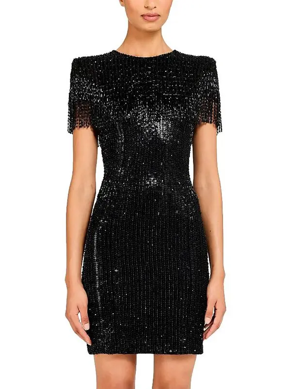 Jenny Packham Sequin-embellished Beaded Mini Dress - Liquorice