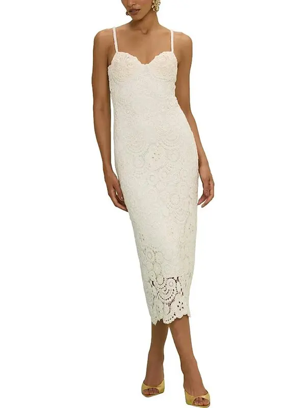 PatBO Gal Embroidery Midi Dress - Off White