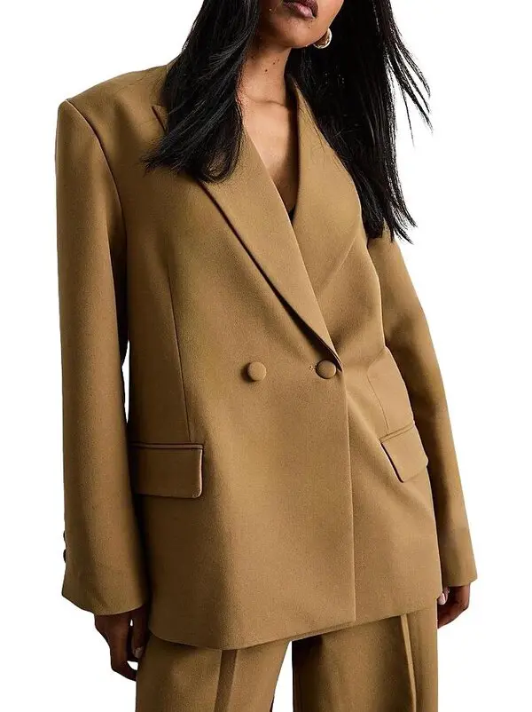 WAREHOUSE Oversized Tailored Blazer - Beige