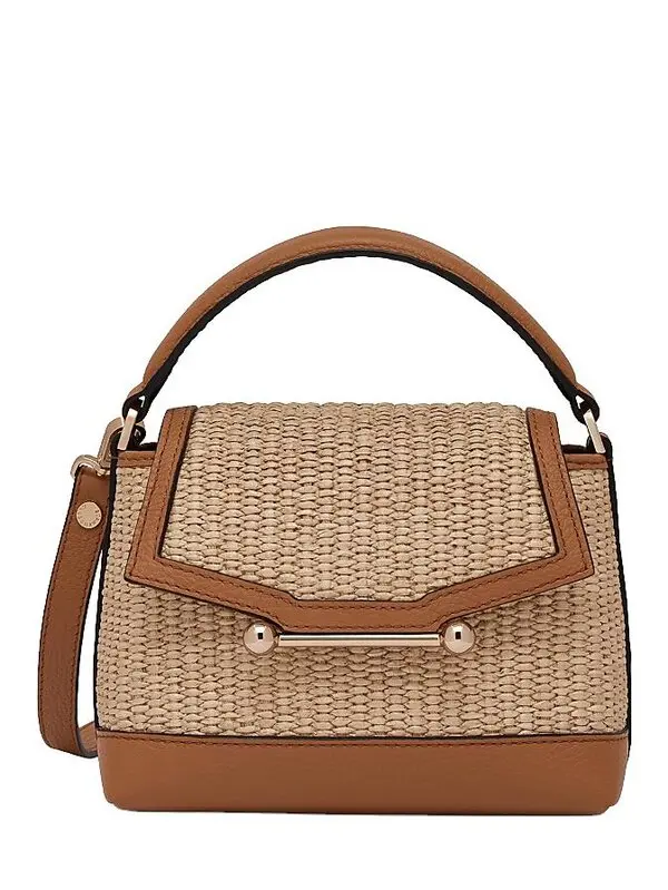 Strathberry Mosaic Nano Small Woven Raffia Crossbody Bag - Chestnut