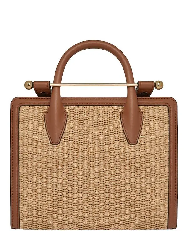 Strathberry Mini Woven Raffia Tote Bag - Chestnut