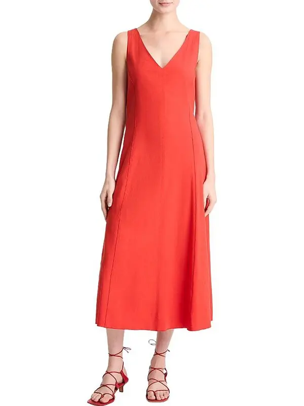 Vince V Neck Dress - Poppy