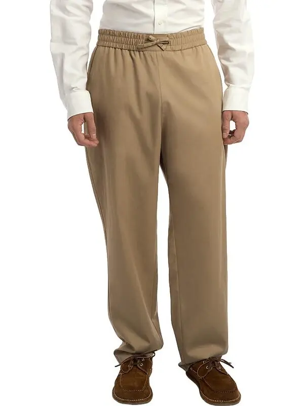 Ami Elasticated Waist Wool Trousers - Beige Taupe