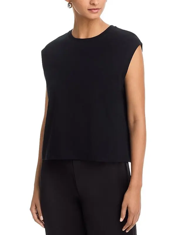 Majestic Filatures Supima Cotton Interlock Sleeveless Crewneck Tank Top - Noir