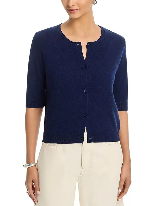 Majestic Filatures Cashmere Elbow Sleeve Cardigan - Marine