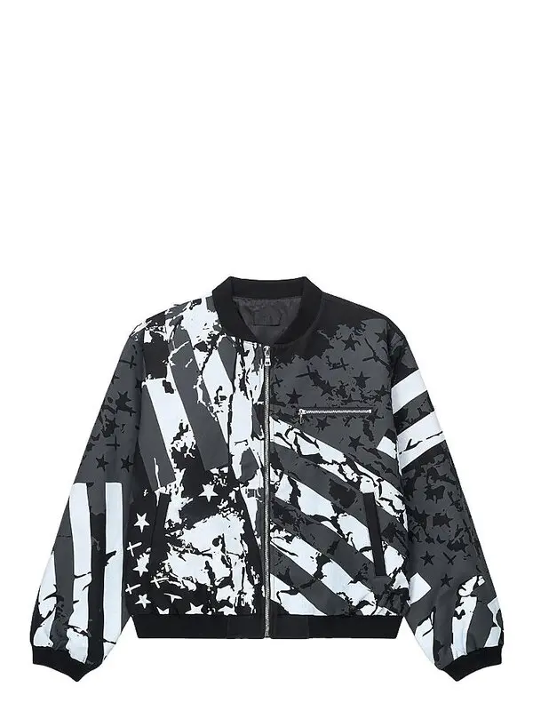 RtA Stripe Flag Printed Bomber Jacket - Black Rta Flag