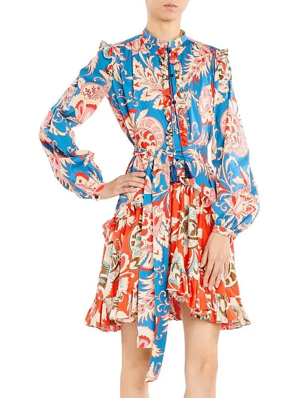 Etro Belted Short Dress - Printed Light Blue