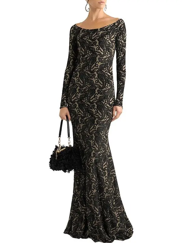 Etro Maxi Godet Dress - Gold