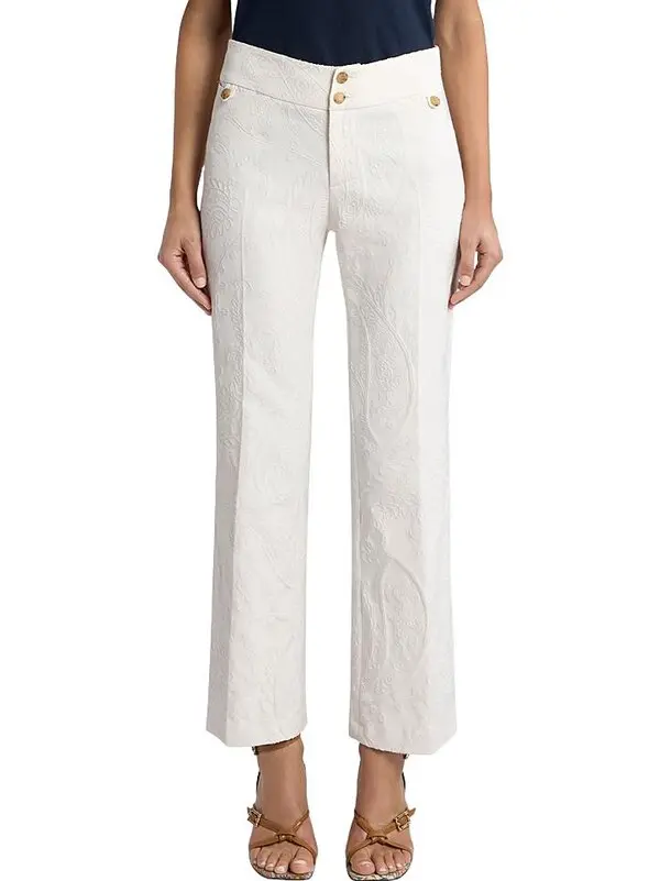 Etro Flared Trousers With Waist Details - Light Creamy White