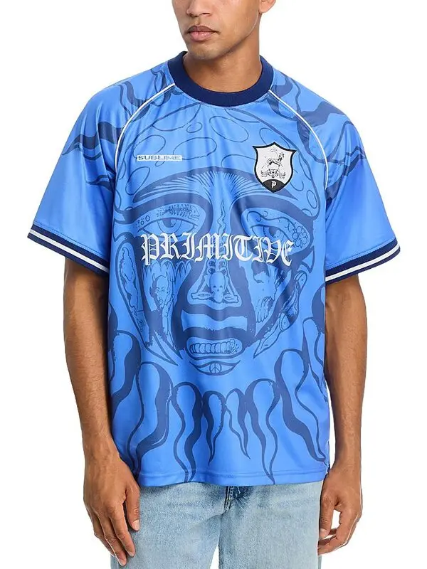 PRIMITIVE SKATE X Sublime Graphic Print Soccer Jersey - Blue