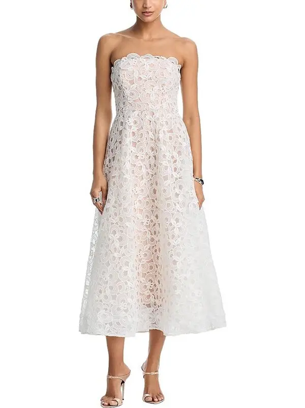 MILLY Petunia Lace Gown - White