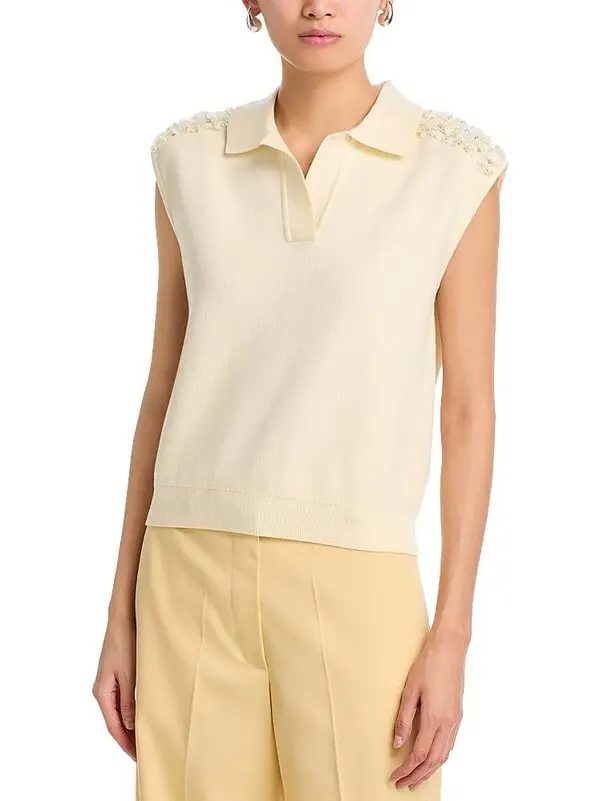 Essentiel Antwerp Sleeveless Polo Top - Off White