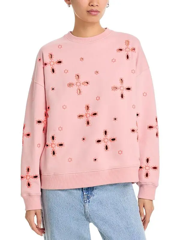 Essentiel Antwerp Embroidered Cotton Sweatshirt - Seashell Pink