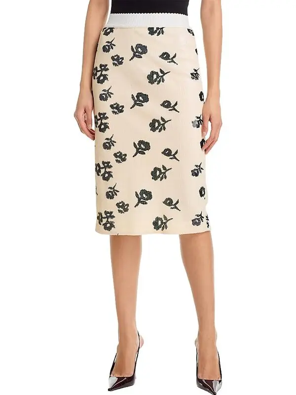 Essentiel Antwerp Printed Midi Skirt - Off White