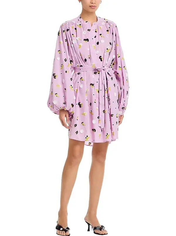 Essentiel Antwerp Embroidered Cotton Dress - Faded Violet