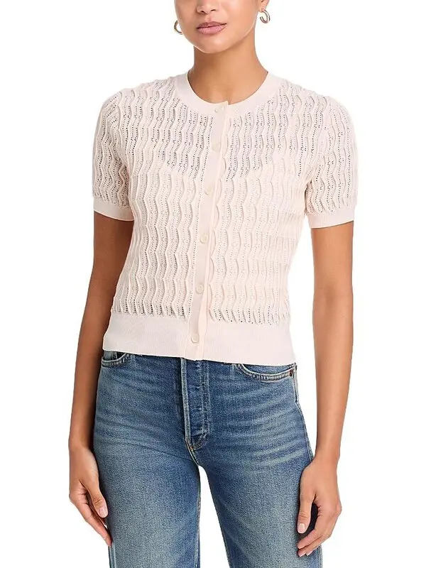 Rag & Bone Leslie Short Sleeve Cardigan - Light Pink