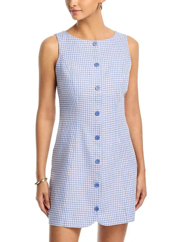 REFORMATION Zarae Linen Dress - Stellar Check