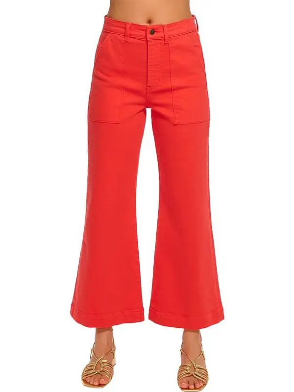 Ramy Brook Clifford Cropped High-rise Kick Flare Jeans - Crimson