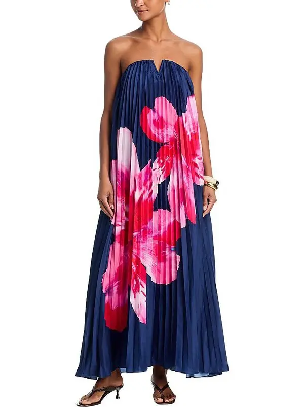 Aqua Strapless Maxi Dress Exclusive - Navy/pink