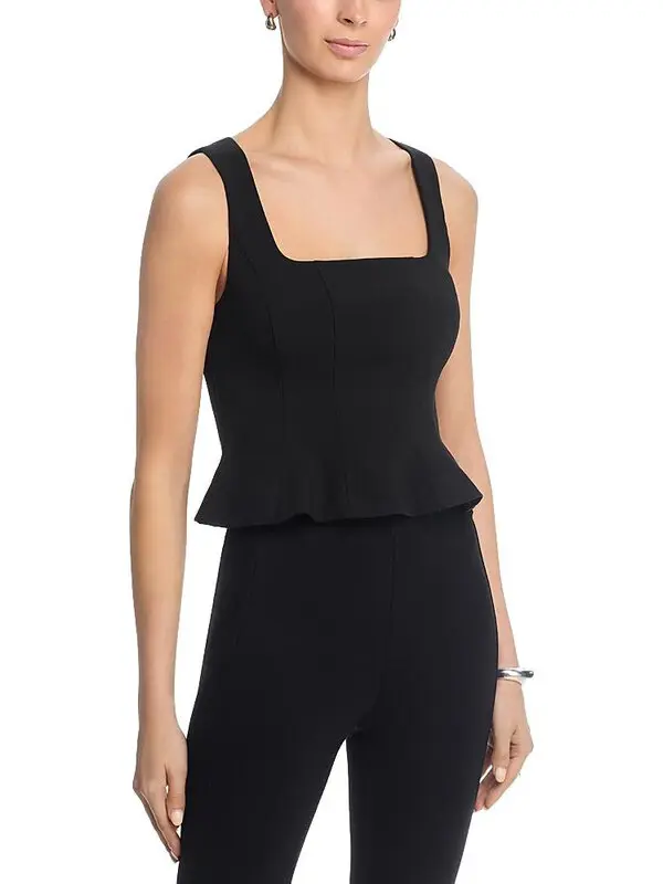 French Connection Azra Twill Peplum Top - Black