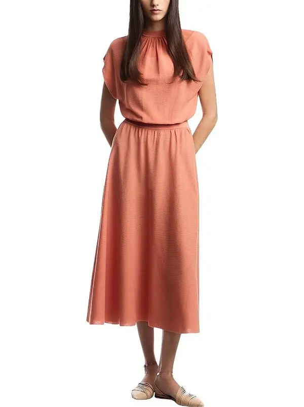 Emporio Armani Ribbed Cotton-blend Dress - Persimmon