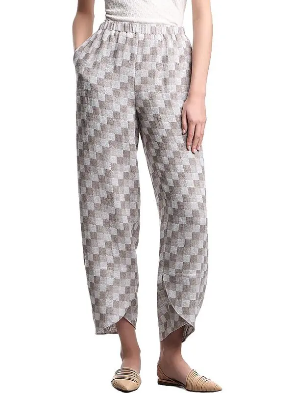 Emporio Armani Gauze Checkered Pants - Beige/natural Check