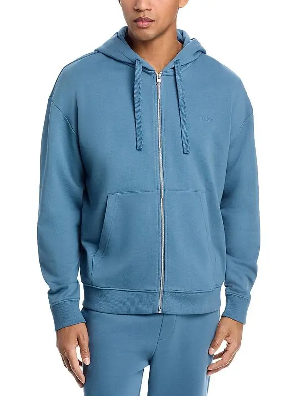 Hugo Dapozip Full Zip Drawstring Hoodie - Open Blue