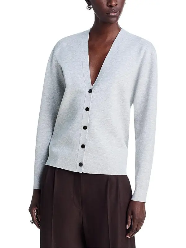 Theory V-neck Long-sleeve Cardigan Sweater - Gravity Melange
