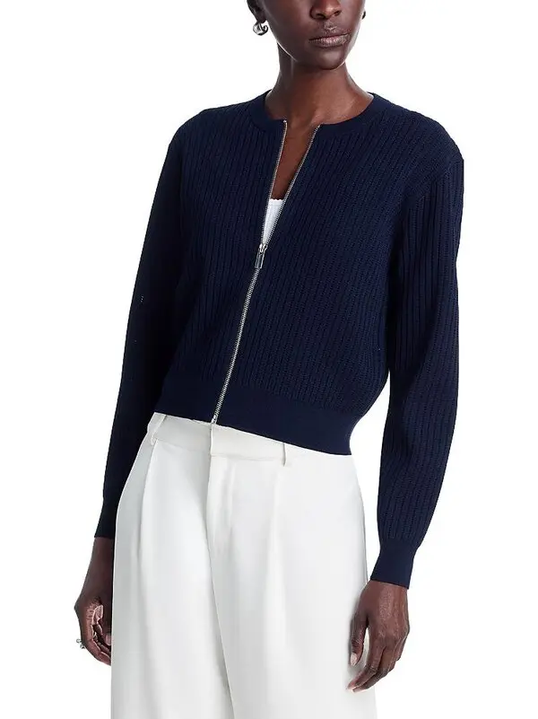 Theory Pointelle Bomber Sweater - Deep Navy