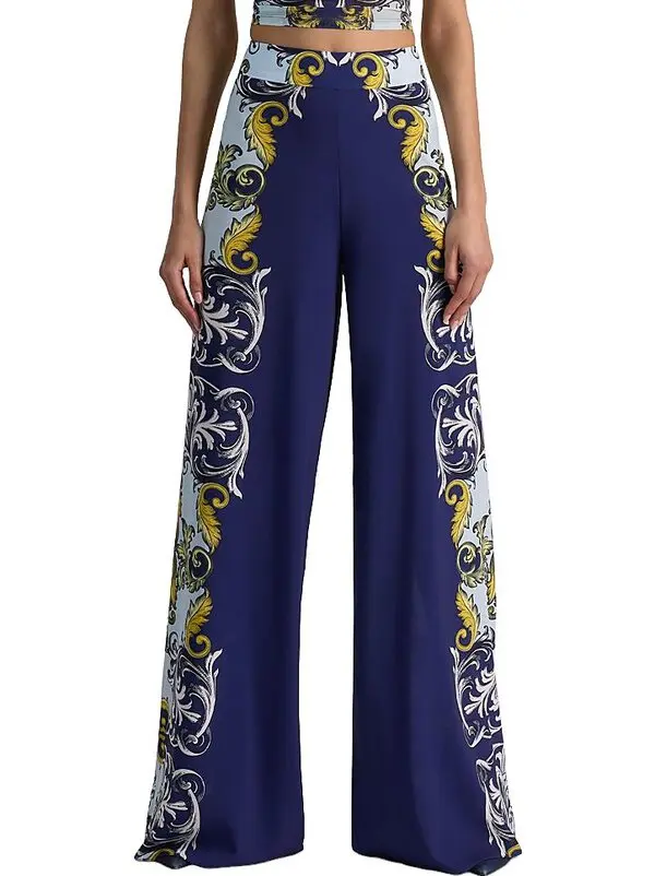 Alice + Olivia Athena Wide Leg Pants - Antique Scroll