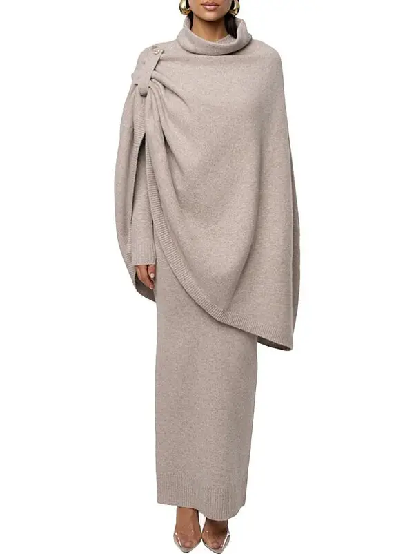 JLUXLABEL Turtleneck Shawl - Beige