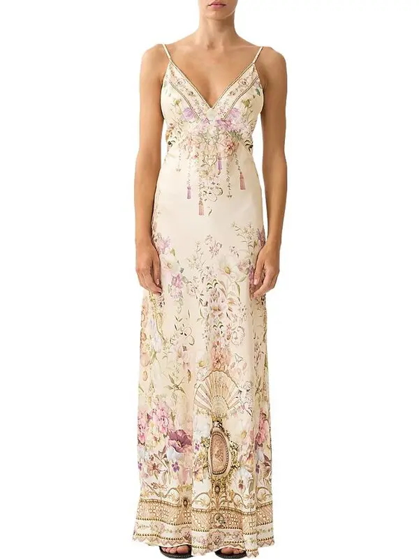 Camilla Silk Maxi Slip Dress - Adorned In Aranjuez