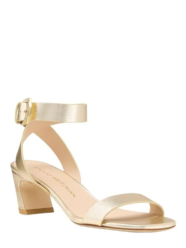 STUART WEITZMAN Sai Leather Mid-heel Sandals - Light Gold