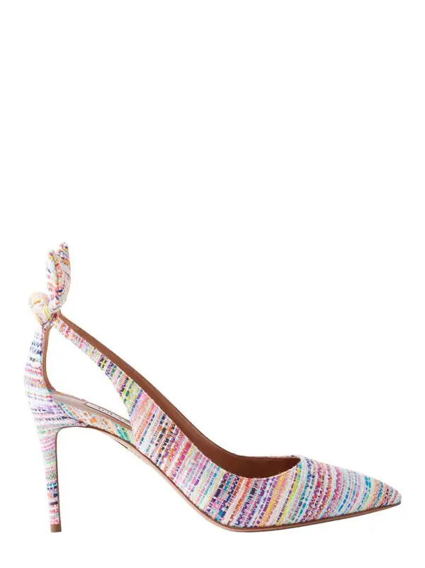 AQUAZZURA Bow Tie 85 Embellished Tweed Pumps - Multi