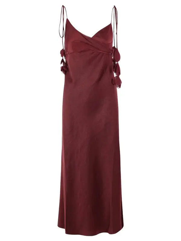 SELF-PORTRAIT Long Dress With Floral Pattern - Bordeaux