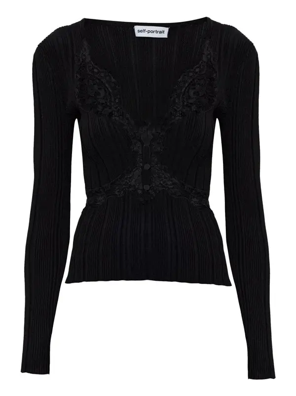SELF-PORTRAIT Lace Top - Black